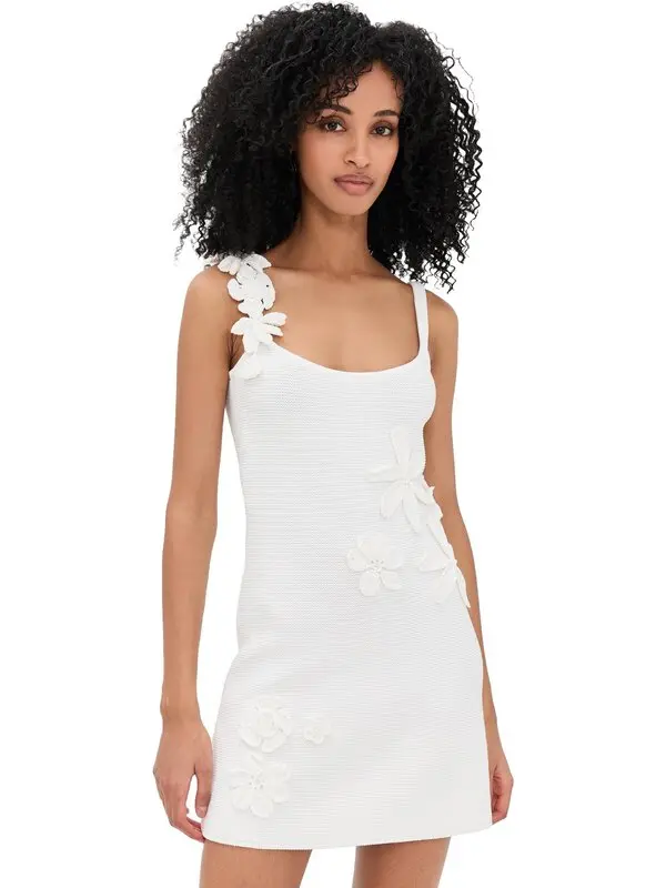 AMUR Deedra Floral Knit Mini Dress - Off White