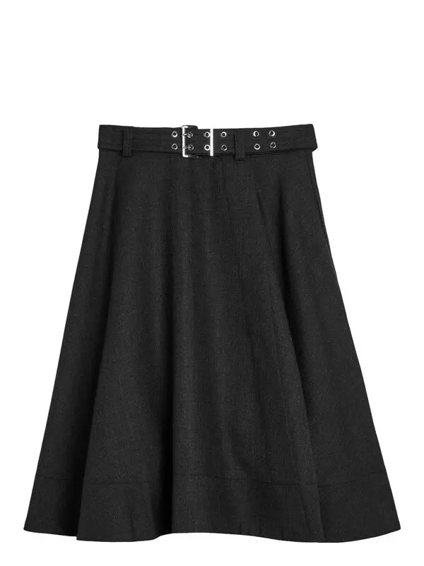 GANNI Twill Midi Wrap Skirt - Black