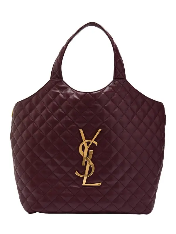 Saint Laurent Icare Quilted Leather Tote - Bordeaux