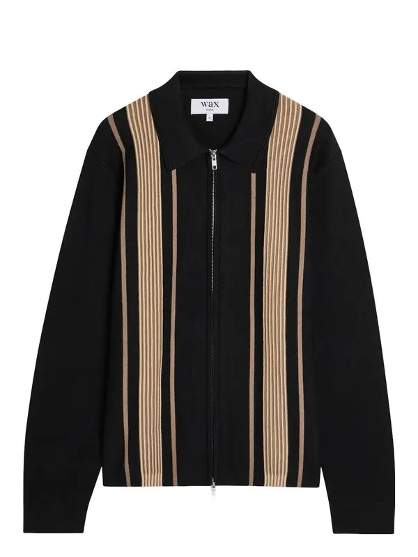 WAX LONDON Lennox Striped Cotton And Cashmere-blend Jumper - Black