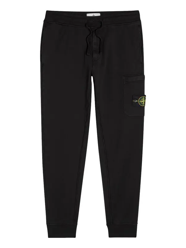 Stone Island Logo Cotton Sweatpants - Black