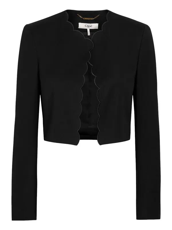 Chloé Scalloped Trimmed Cropped Blazer - Black