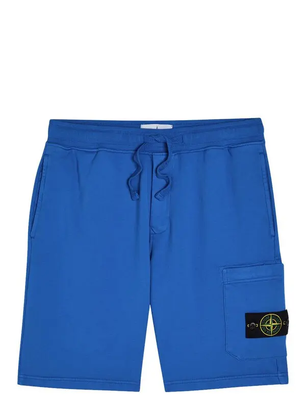 Stone Island Logo Cotton Shorts - Blue