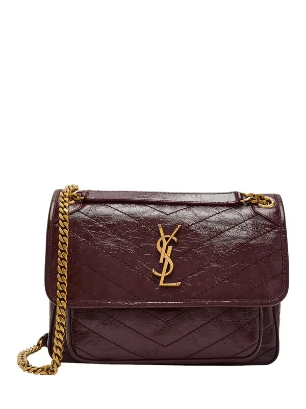 Saint Laurent Niki Medium Patent Leather Shoulder Bag - Bordeaux