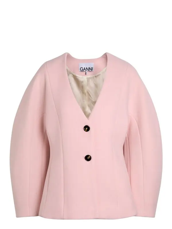 GANNI Wool-blend Blazer - Light Pink