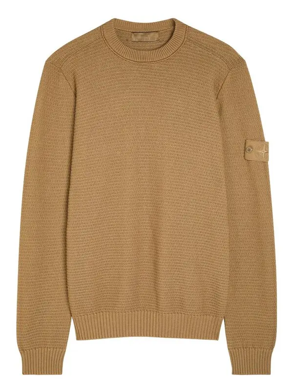 Stone Island Cotton And Cashmere-blend Jumper - Beige
