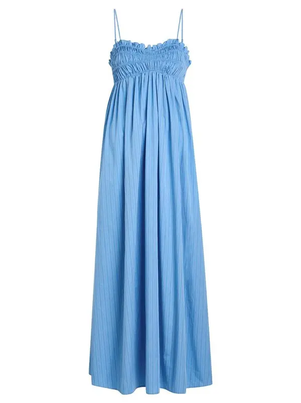 Faithfull The Brand Pinstriped Cotton Maxi Dress - Blue