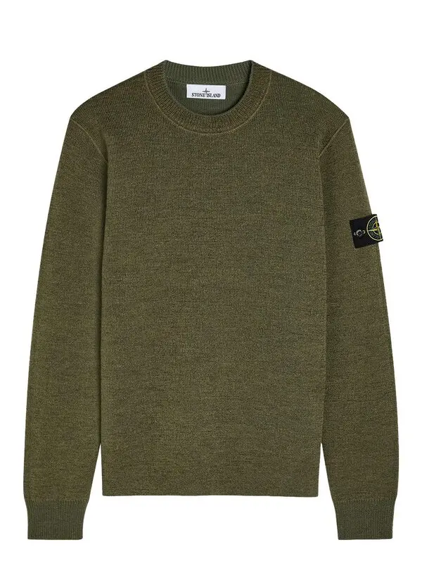 Stone Island Logo Wool-blend Jumper - Green