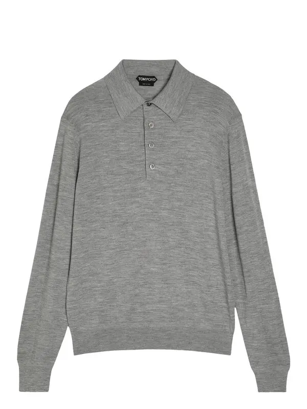 TOM FORD Fine-knit Wool Polo Jumper - Grey