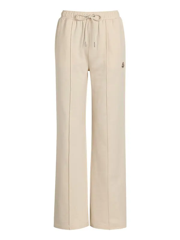 Moncler Pintuck Straight-leg Cotton Sweatpants - Cream