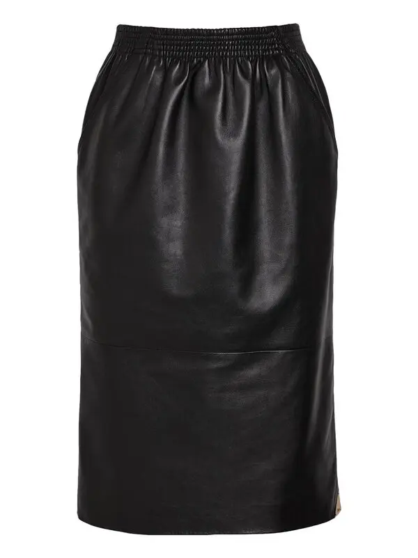Chloé Leather Midi Pencil Skirt - Black