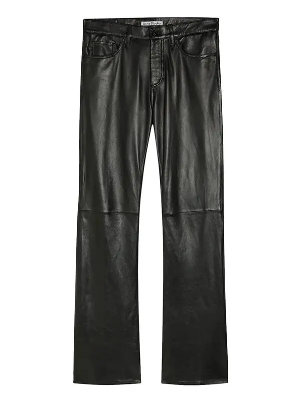Acne Studios Bootcut Leather Trousers - Black
