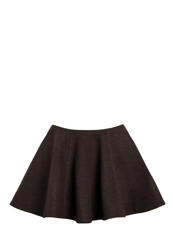 GANNI Wool And Cashmere-blend Mini Skirt - Dark Brown