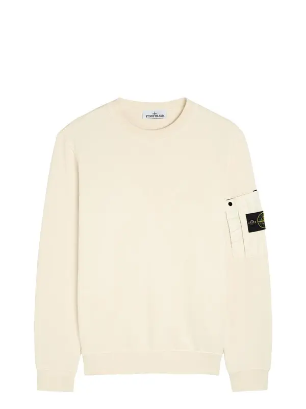 Stone Island Logo Cotton Sweatshirt - Ivory