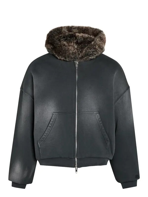 PICANTE Reversible Hooded Faux Fur Jacket - Black