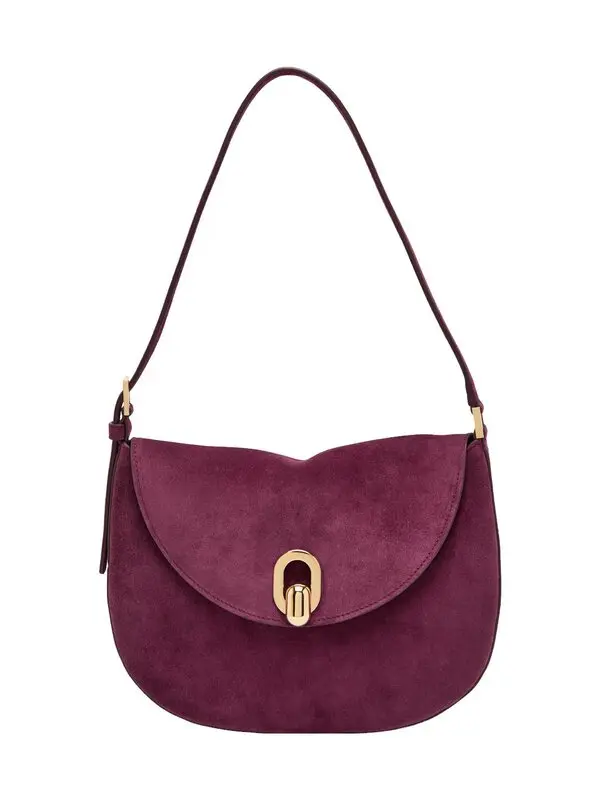Savette Tondo Small Suede Shoulder Bag - Plum