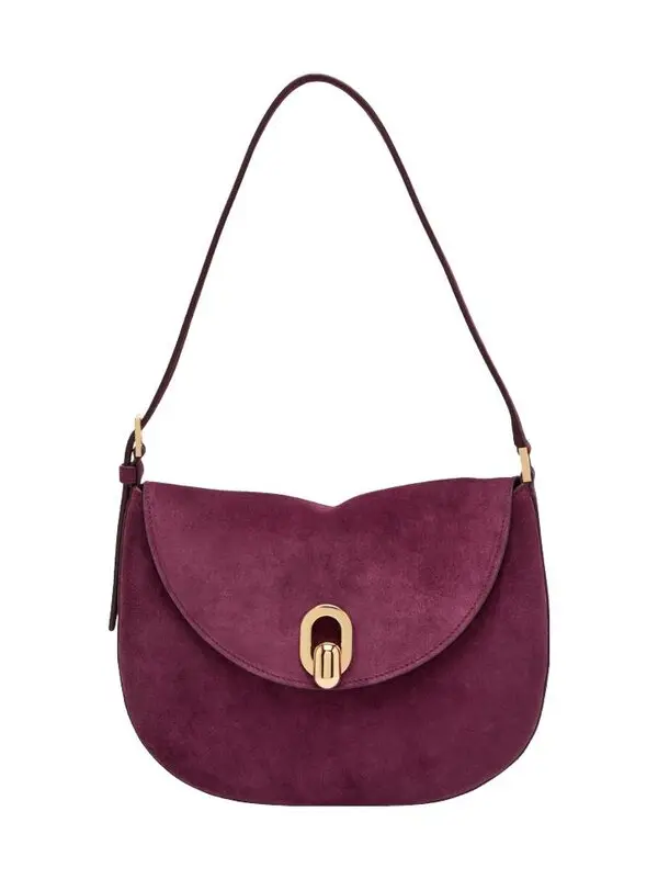 Savette Tondo Small Suede Shoulder Bag - Plum