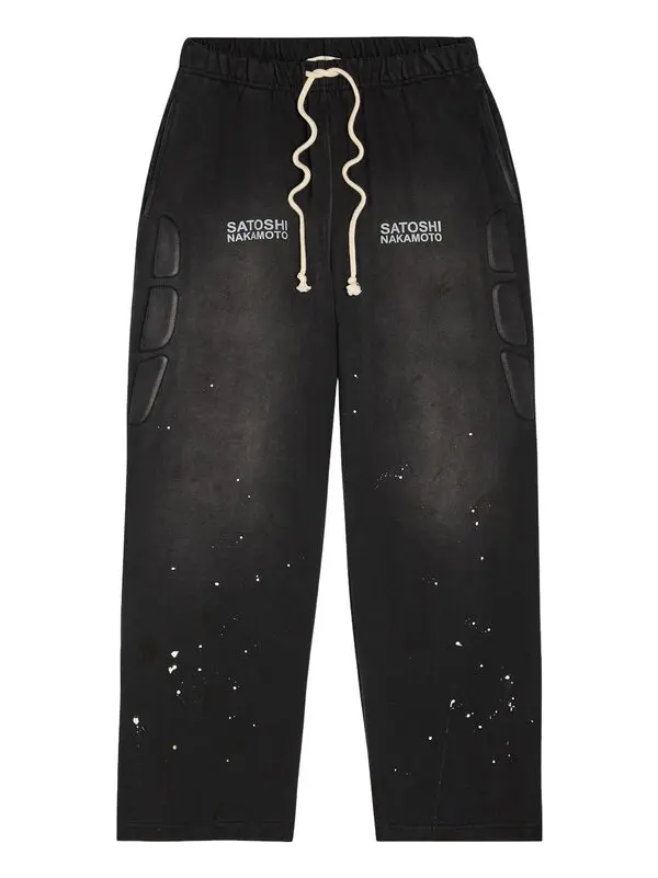 SATOSHI NAKAMOTO Enduro Logo-print Embossed Cotton Sweatpants - Black