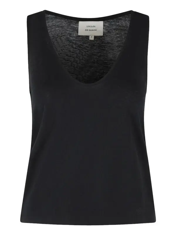 Loulou De Saison Albia Viscose And Wool Tank Top - Black
