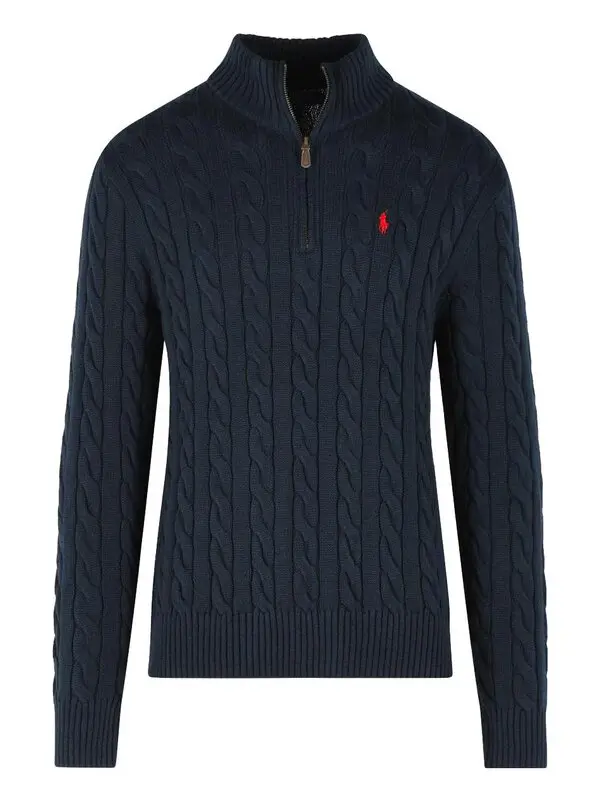 Polo Ralph Lauren Cotton Quarter Zip Sweater - Navy