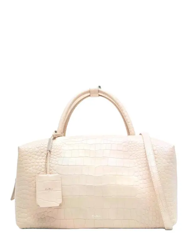 Max Mara Crocodile-effect Tote - Neutrals