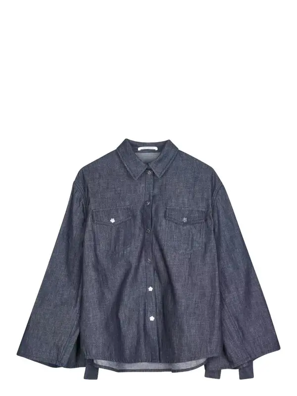 Cecilie Bahnsen Bow-embellished Denim Shirt - Blue