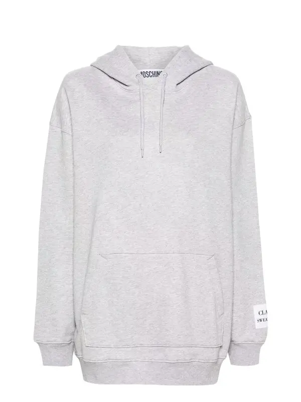 Moschino Cotton Slogan Patch Hoodie - Grey