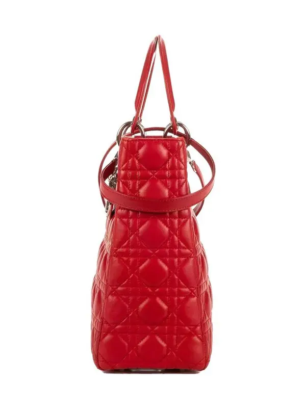 Dior Lady Quilted Tote Bag - Red