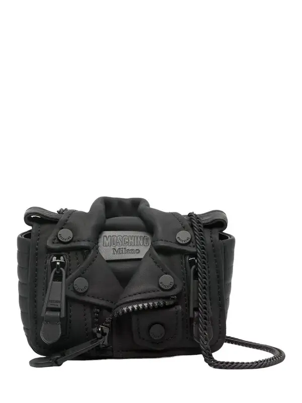 Moschino Mini Biker Leather Bag - Black