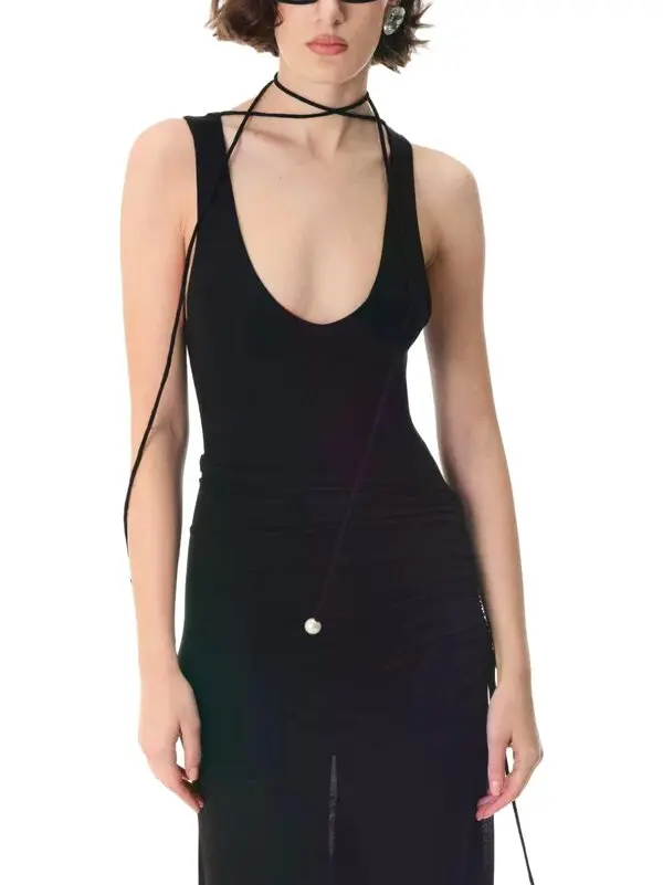 MANURI Tie-detail Bodysuit - Black