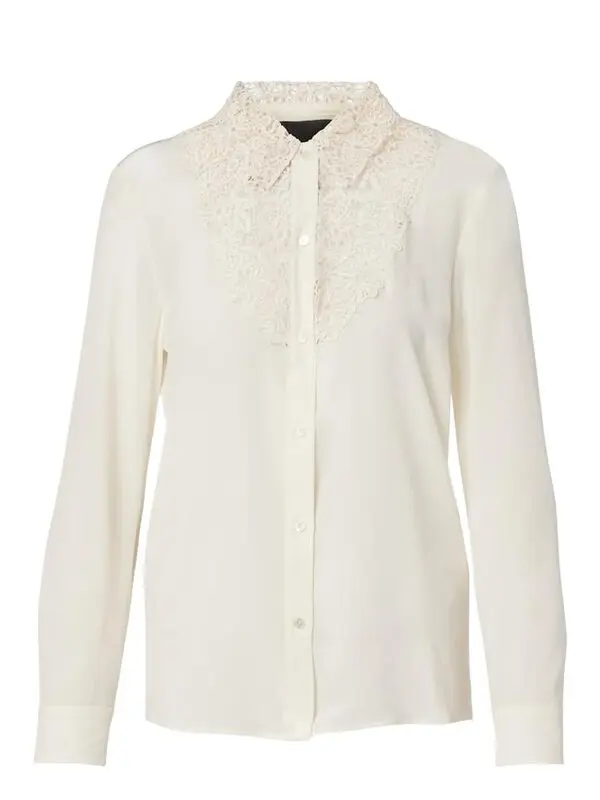 NILI LOTAN Lace-trimmed Silk Shirt - White
