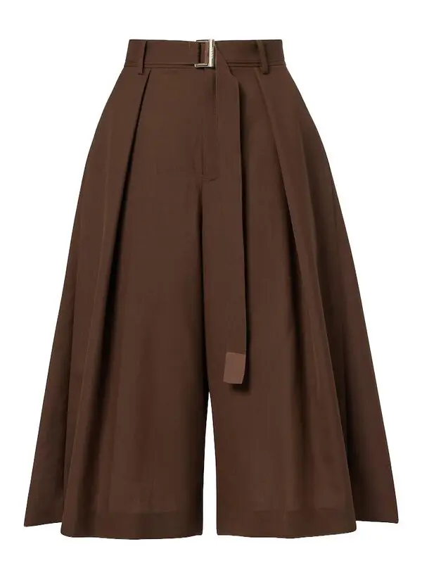 Sacai Pleated Belted Shorts - Brown