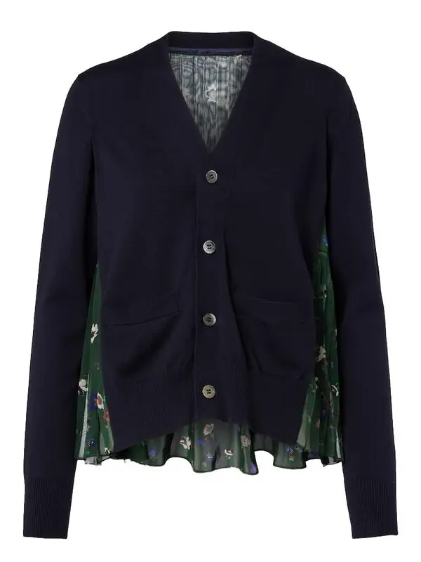 Sacai Floral Cotton Cardigan - Blue