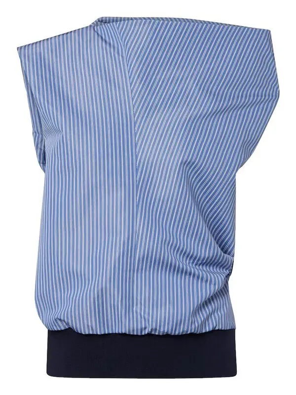 Sacai Striped Cotton-blend Top - Blue