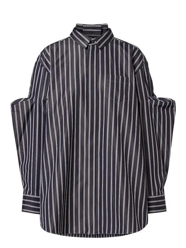 Sacai Striped Oversized Cotton-blend Shirt - Blue