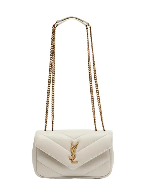 Saint Laurent Loulou Mini Leather Shoulder Bag - White