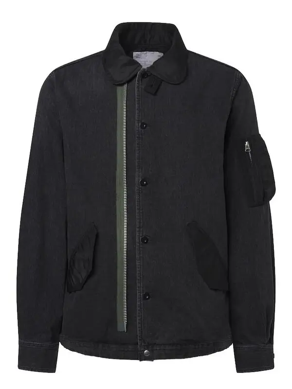 Sacai Twill-trimmed Denim Blouson Jacket - Black