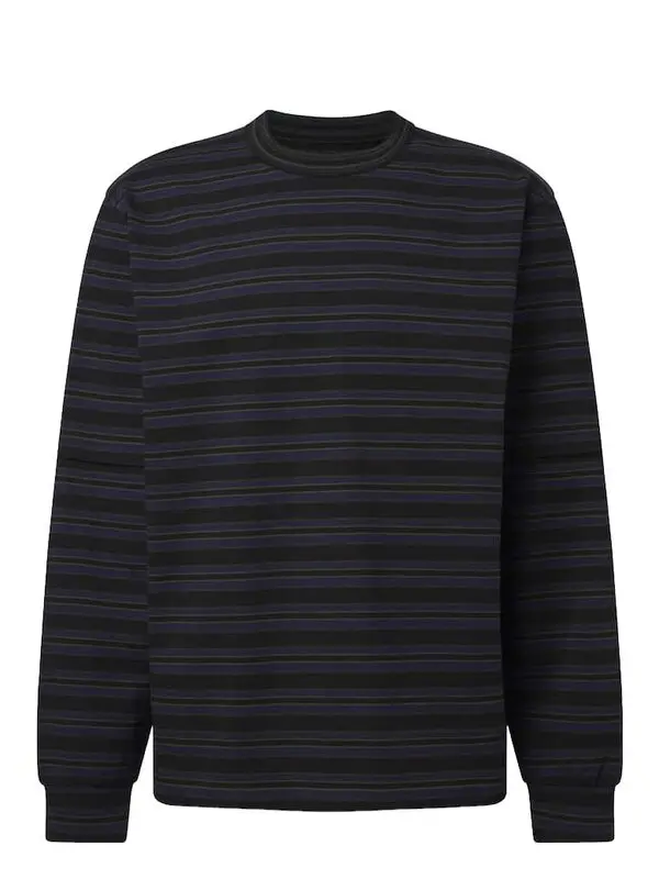 Sacai Striped Cotton T-shirt - Black