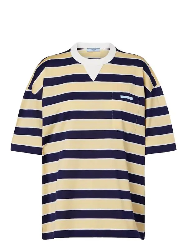Prada Striped Cotton Jersey T-shirt - Yellow