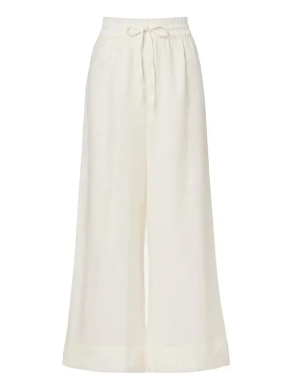Polo Ralph Lauren Cropped Linen And Cotton Wide-leg Pants - White