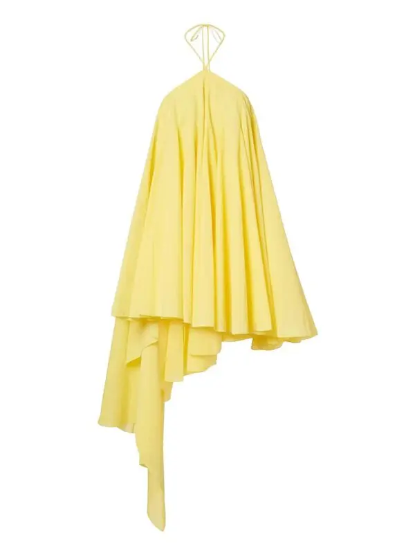 Jacquemus Triangle Asymmetric Cotton-blend Minidress - Yellow