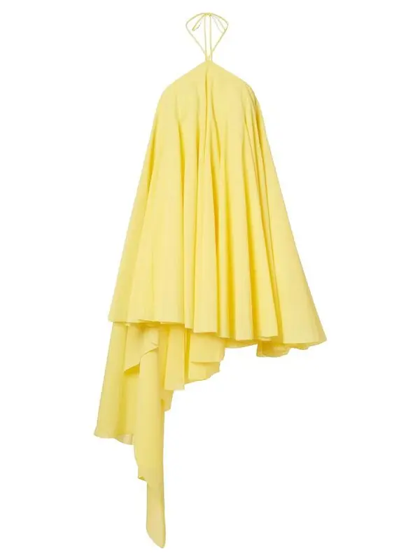Jacquemus Triangle Asymmetric Cotton-blend Minidress - Yellow