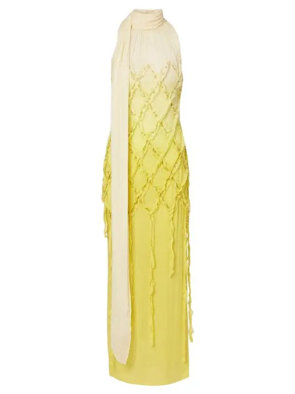 Blumarine Embellished Crepon Maxi Dress - Yellow