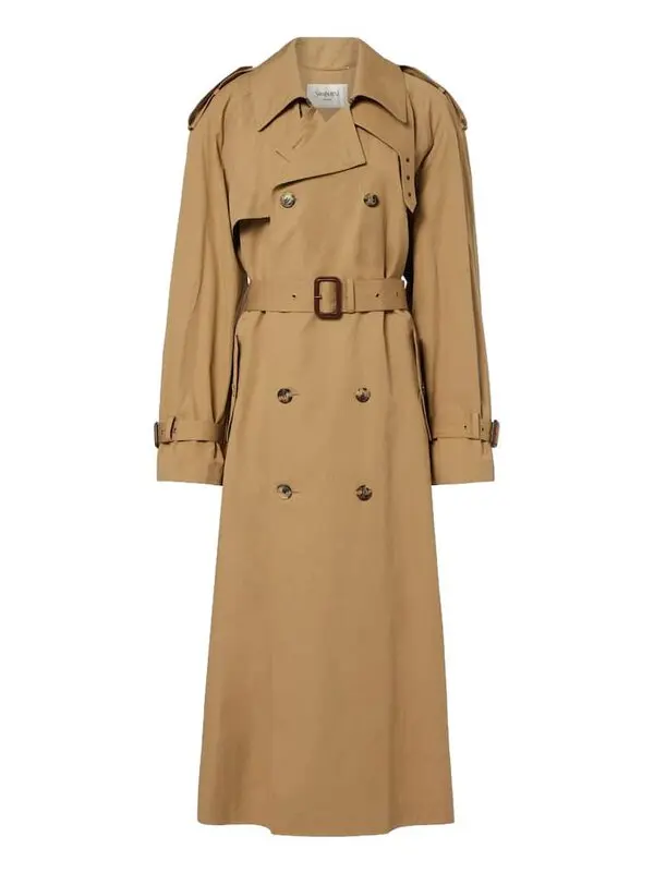 Saint Laurent Cotton And Silk Trench Coat - Beige