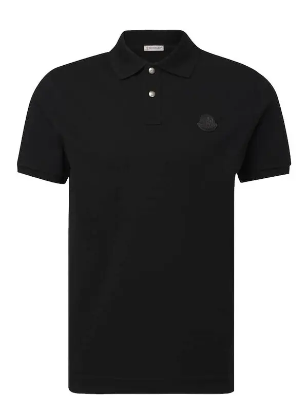 Moncler Logo Cotton Polo Shirt - Black