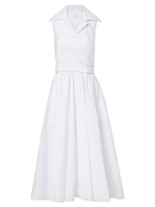 Patou Gathered Midi Dress - White