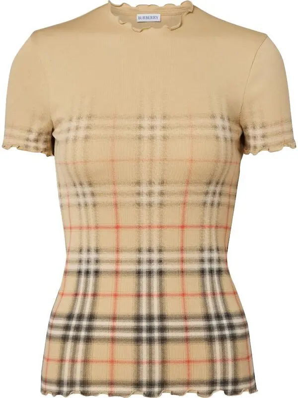 Burberry Check Cotton Top - Beige