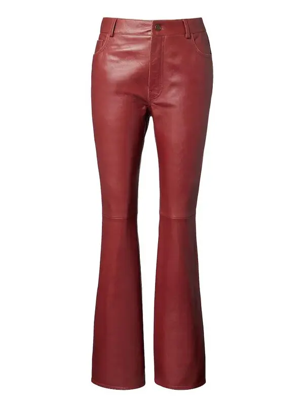 Chloé Leather Flared Trousers - Burgundy