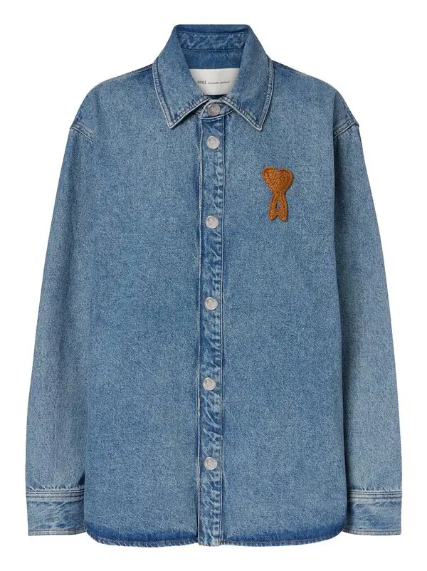AMI Paris De Coeur Denim Shirt - Blue