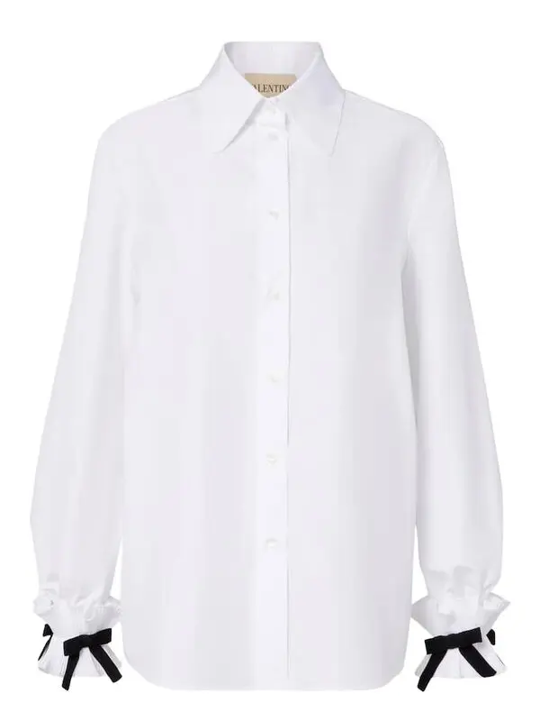 Valentino Garavani Bow-detail Cotton-blend Poplin Shirt - White